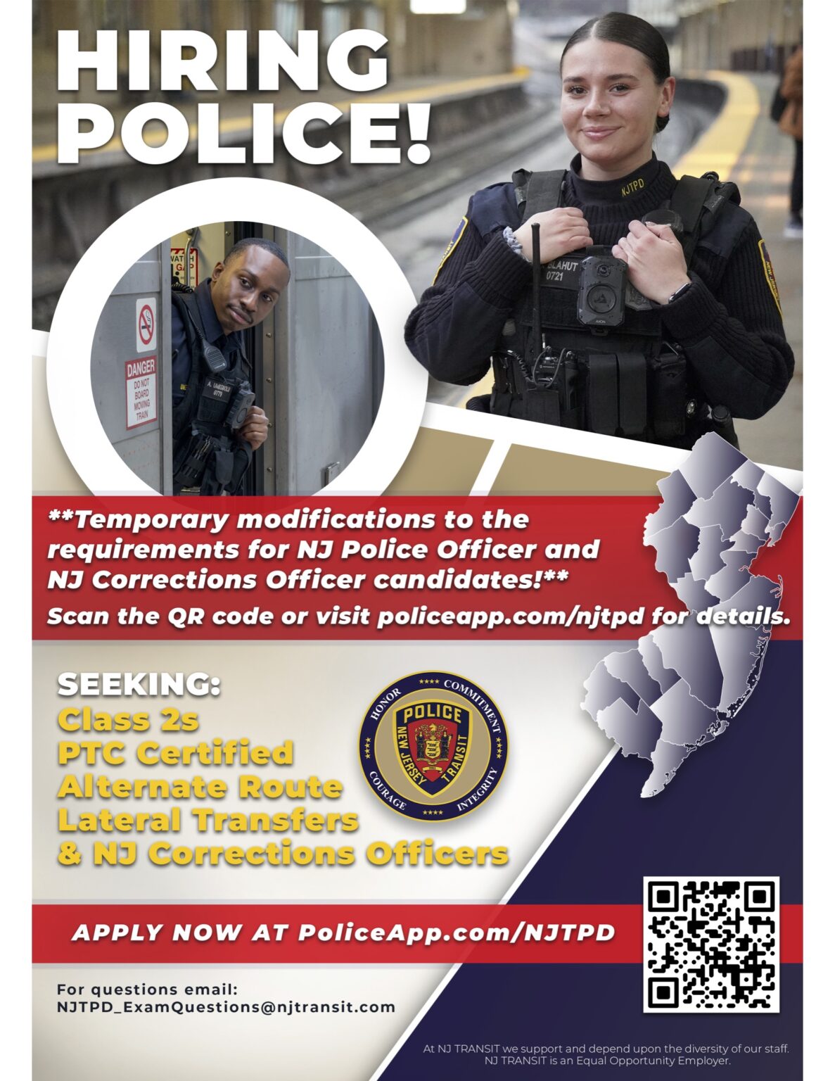 Join NJ TRANSIT Police – PTC Waiver Available for New Recruits