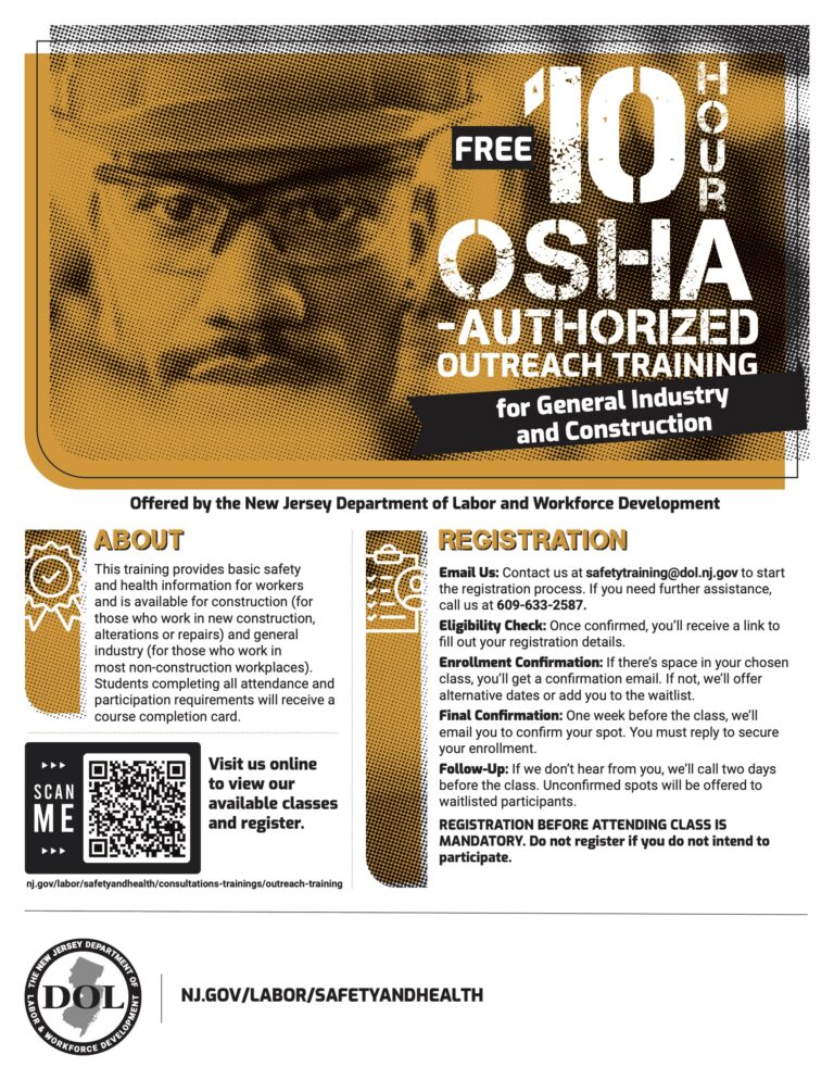 Free OSHA 10-Hour Outreach Training for General Industry and Construction